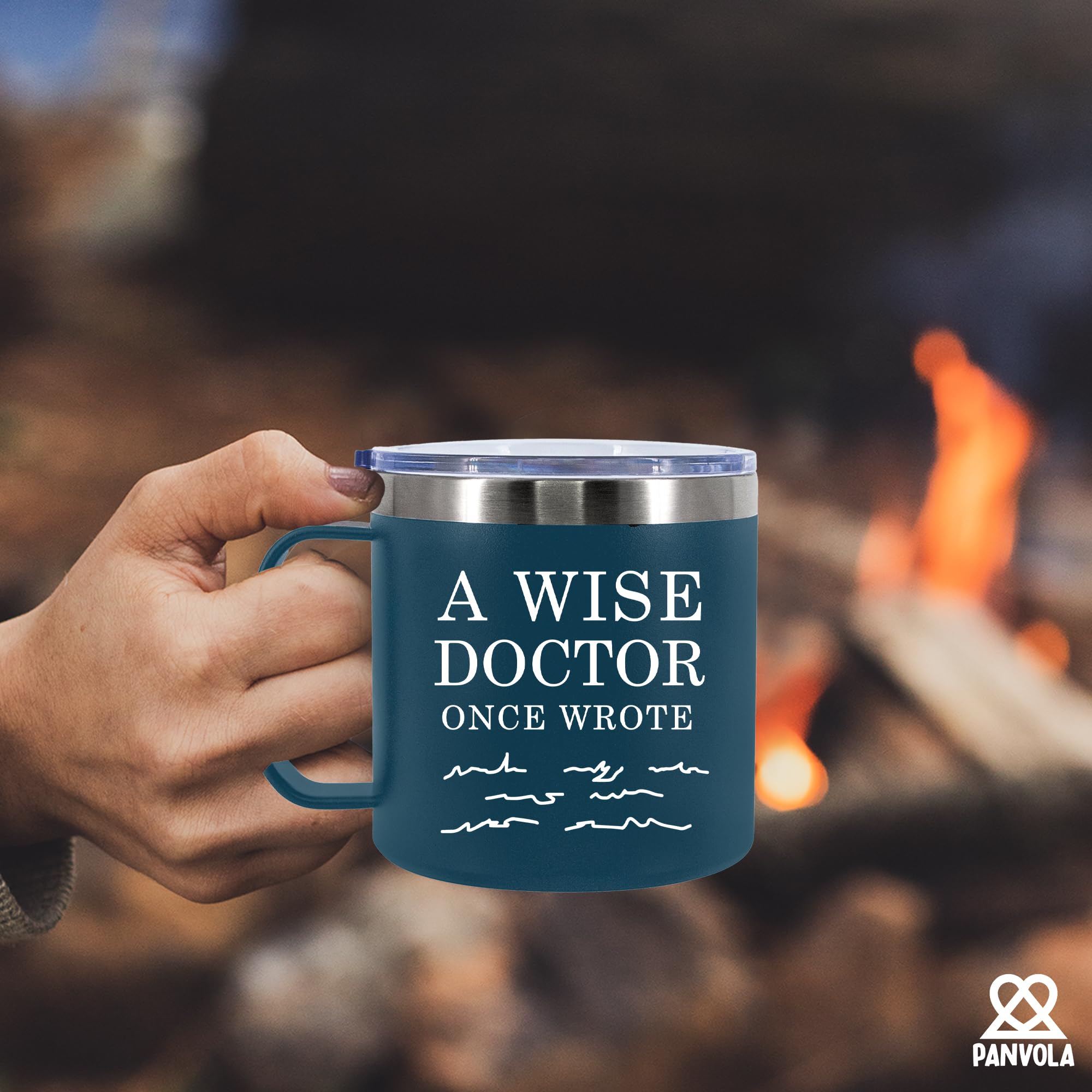 A Wise Doctor Once Wrote Insulated Coffee Cup 14oz With Handle And Lid Doctor Gifts Physician Medical Student MD Dr Husband Wife Dad Mom Stainless Steel Vacuum Insulated Camping Travel Thermal Mug