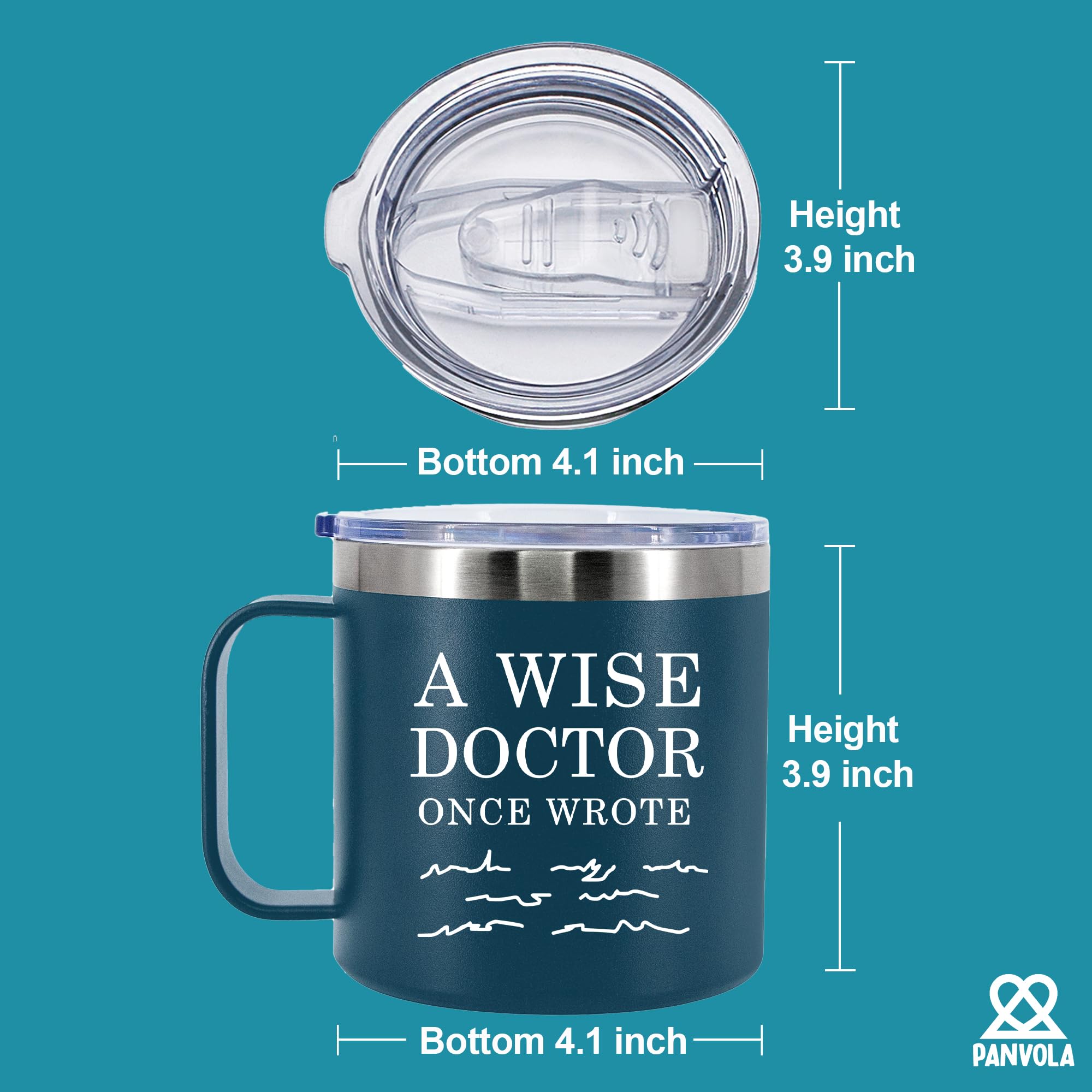 A Wise Doctor Once Wrote Insulated Coffee Cup 14oz With Handle And Lid Doctor Gifts Physician Medical Student MD Dr Husband Wife Dad Mom Stainless Steel Vacuum Insulated Camping Travel Thermal Mug