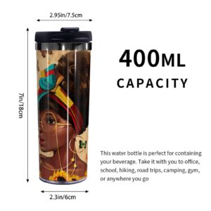 Funny Travel Mugs For Women Men Cute African American Afro Woman Coffee Mug,Stainless Steel Mug For Birthday Friends Gifts 12 Oz