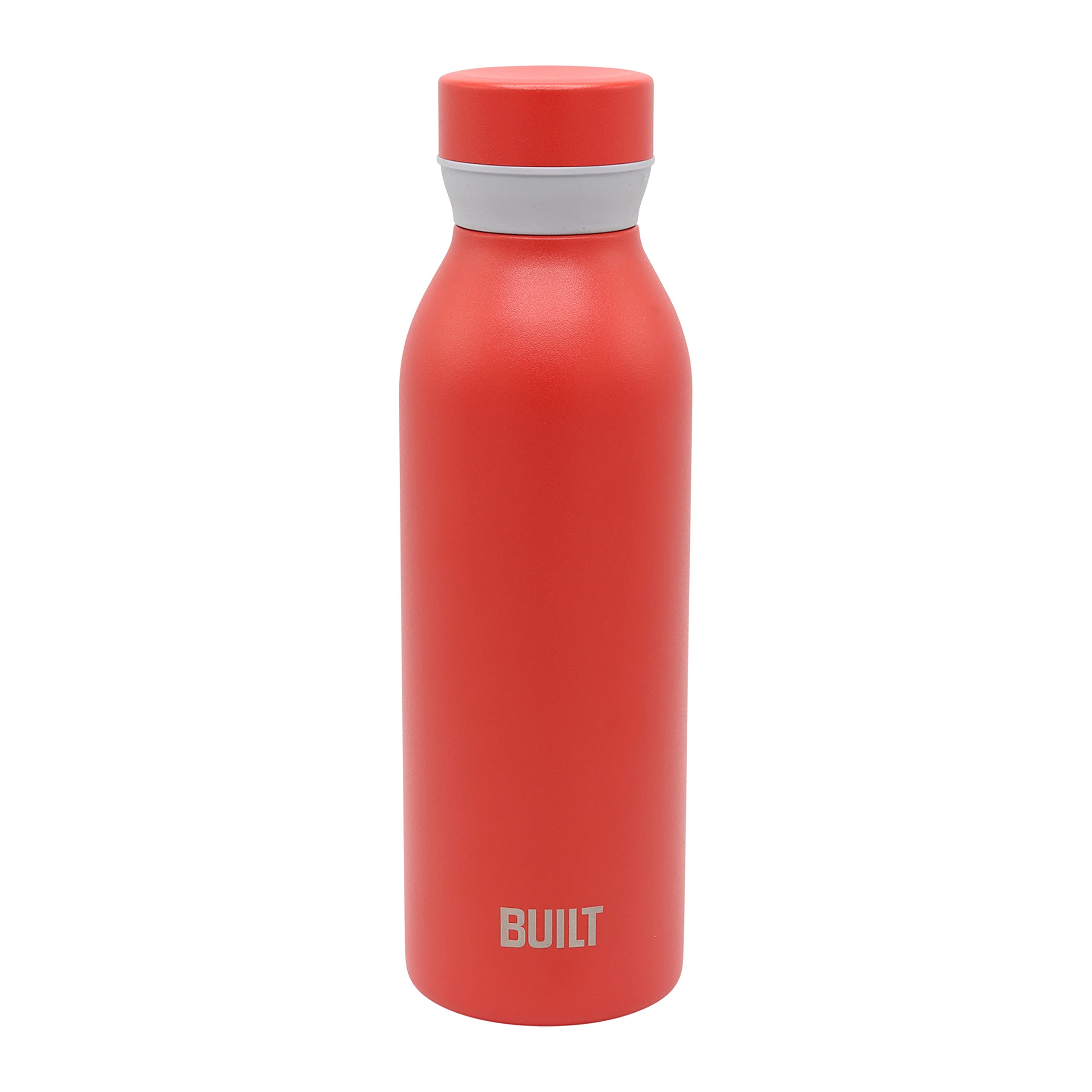 BUILT Cascade Double Wall Vacuum Insulated Stainless Steel Bottle with Comfort Grip and Twist Lid, 18 ounces