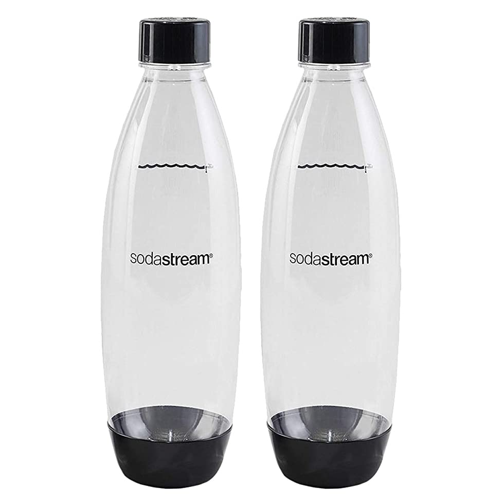 SodaStream 1L Twin Pack Dishwasher Safe Slim Bottle (Black)