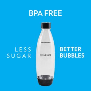 SodaStream 1L Twin Pack Dishwasher Safe Slim Bottle (Black)