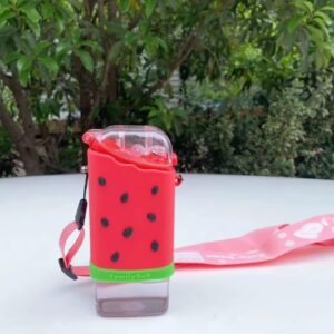 Lipitaley Cute Water Bottle for Kids, Unique Ice Cream Shape water cup, Kawaii Popsicle Shaped Plastic Kettle with Straw, Adjustable Shoulder Strap, BPA free, Leakproof, 8oz, Watermelon