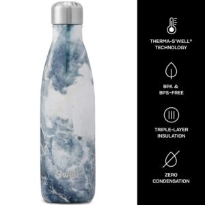 S'well Stainless Steel Water Bottle With Travel Handle - 25 Fl Oz - Blue Granite - Triple-Layered Vacuum-Insulated Containers Keeps Drinks Cold for 41 Hours and Hot for 18 - with No Condensation