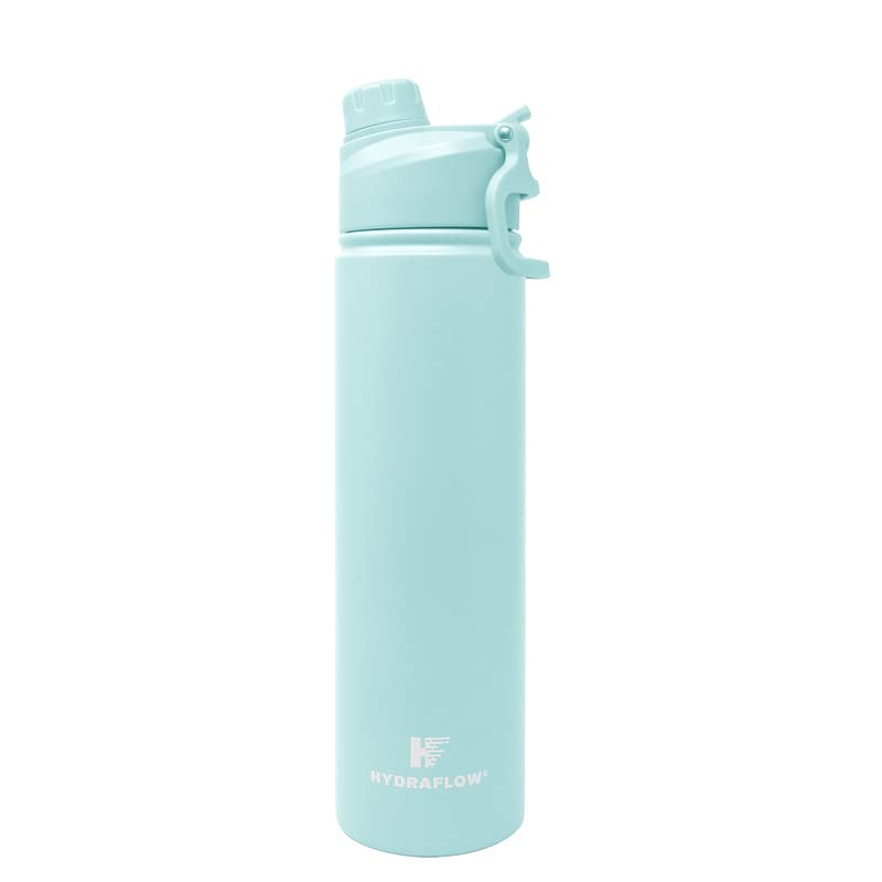 Hydraflow Hybrid - Triple Wall Vacuum Insulated Water Bottle with Dual Lid (25oz, Seafoam) Stainless Steel Metal Thermos, Reusable Leak Proof BPA-FREE for Sports and Travel