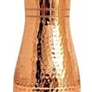 Eship Exports Pure Copper Hammered Copper Bottle - Handmade drinkware water bottle ayurveda benefit serving copper flask 32 Oz joint free leak proof copper vessel with lid