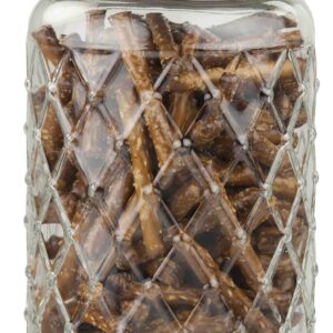 Home Basics Textured Glass Jar with Gleaming Air-Tight Copper Top, Kitchen Glassware Food Beverage Preserving Container, Clear (Large)