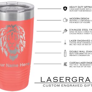 LaserGram 20oz Vacuum Insulated Tumbler Mug, Palm Trees, Personalized Engraving Included (Coral)