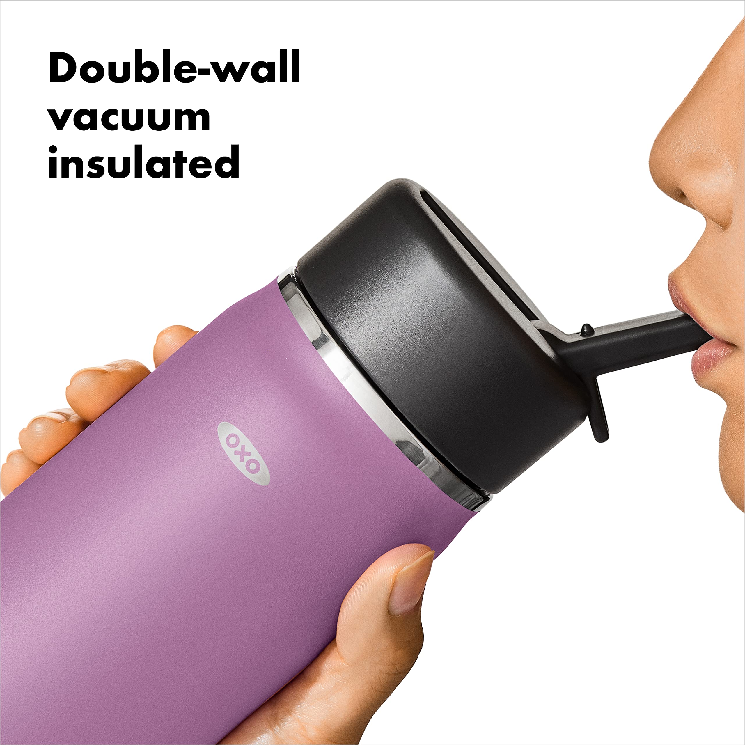 OXO Strive 20oz Wide Mouth Water Bottle with Straw Lid - Amethyst