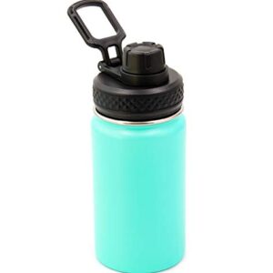 Colorful PoPo 12 oz Kids Stainless Steel Water Bottle, Double Wall Vacuum Insulated Tumbler Thermoses with Wide Mouth Leakproof Spout Lid - Teal