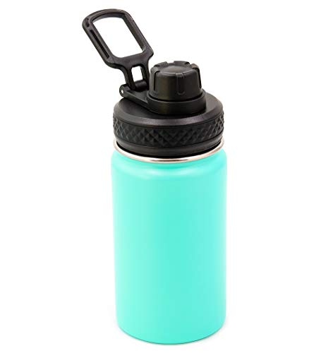 Colorful PoPo 12 oz Kids Stainless Steel Water Bottle, Double Wall Vacuum Insulated Tumbler Thermoses with Wide Mouth Leakproof Spout Lid - Teal