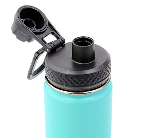 Colorful PoPo 12 oz Kids Stainless Steel Water Bottle, Double Wall Vacuum Insulated Tumbler Thermoses with Wide Mouth Leakproof Spout Lid - Teal