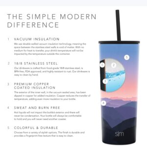 Simple Modern Insulated Tumbler with Lid and Straw | Iced Coffee Cup Reusable Stainless Steel Water Bottle Travel Mug | Gifts for Women Men Her Him | Classic Collection | 24oz | Alpenglow