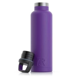 rtic 20 oz vacuum insulated water bottle, metal stainless steel double wall insulation, bpa free reusable, leak-proof thermos flask for hot and cold drinks, travel, sports, camping, majestic purple