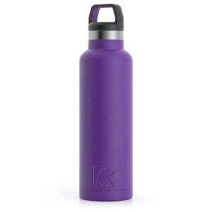 RTIC 20 oz Vacuum Insulated Water Bottle, Metal Stainless Steel Double Wall Insulation, BPA Free Reusable, Leak-Proof Thermos Flask for Hot and Cold Drinks, Travel, Sports, Camping, Majestic Purple