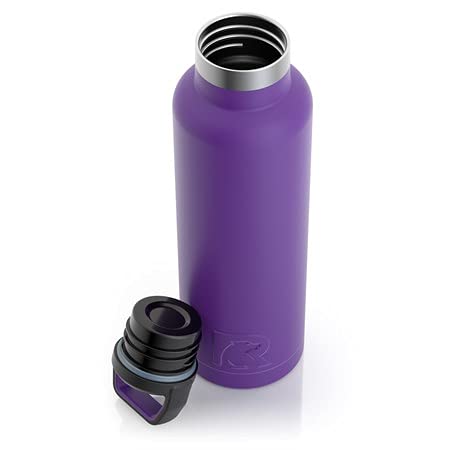 RTIC 20 oz Vacuum Insulated Water Bottle, Metal Stainless Steel Double Wall Insulation, BPA Free Reusable, Leak-Proof Thermos Flask for Hot and Cold Drinks, Travel, Sports, Camping, Majestic Purple