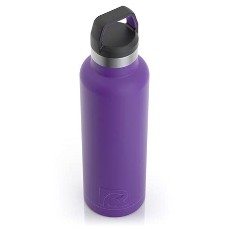 RTIC 20 oz Vacuum Insulated Water Bottle, Metal Stainless Steel Double Wall Insulation, BPA Free Reusable, Leak-Proof Thermos Flask for Hot and Cold Drinks, Travel, Sports, Camping, Majestic Purple