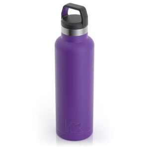 RTIC 20 oz Vacuum Insulated Water Bottle, Metal Stainless Steel Double Wall Insulation, BPA Free Reusable, Leak-Proof Thermos Flask for Hot and Cold Drinks, Travel, Sports, Camping, Majestic Purple