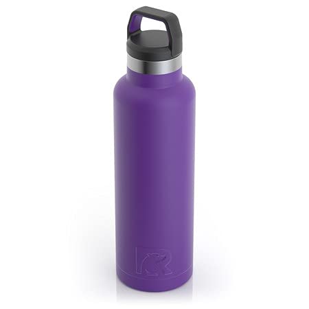 RTIC 20 oz Vacuum Insulated Water Bottle, Metal Stainless Steel Double Wall Insulation, BPA Free Reusable, Leak-Proof Thermos Flask for Hot and Cold Drinks, Travel, Sports, Camping, Majestic Purple