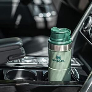 STANLEY Trigger Action Travel Mug 0.35L / 12OZ Hammertone Green – Keeps Hot for 5 Hours - BPA-free Stainless Steel Thermos Travel Mug for Hot Drinks - Leakproof Reusable Coffee Cups