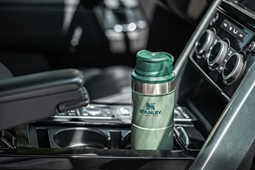 STANLEY Trigger Action Travel Mug 0.35L / 12OZ Hammertone Green – Keeps Hot for 5 Hours - BPA-free Stainless Steel Thermos Travel Mug for Hot Drinks - Leakproof Reusable Coffee Cups