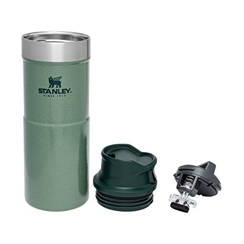 STANLEY Trigger Action Travel Mug 0.35L / 12OZ Hammertone Green – Keeps Hot for 5 Hours - BPA-free Stainless Steel Thermos Travel Mug for Hot Drinks - Leakproof Reusable Coffee Cups