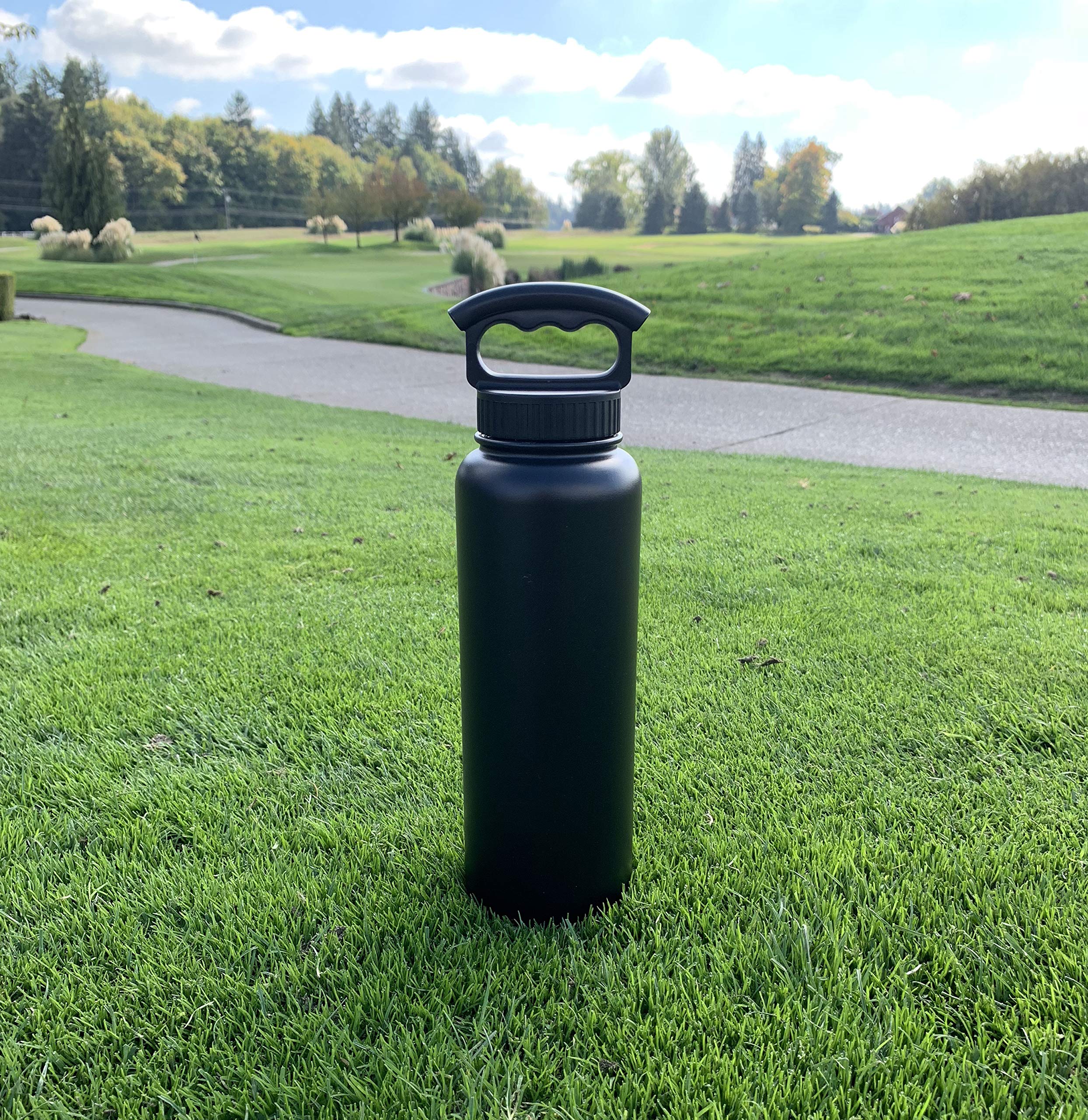 Fifty/Fifty 40oz, Sport Double Wall Vacuum Insulated Water Bottle, Stainless Steel, 3 Finger Cap w/ Wide Mouth, Cool Mint, Cool Mint, 40 oz.