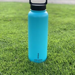 Fifty/Fifty 40oz, Sport Double Wall Vacuum Insulated Water Bottle, Stainless Steel, 3 Finger Cap w/ Wide Mouth, Cool Mint, Cool Mint, 40 oz.