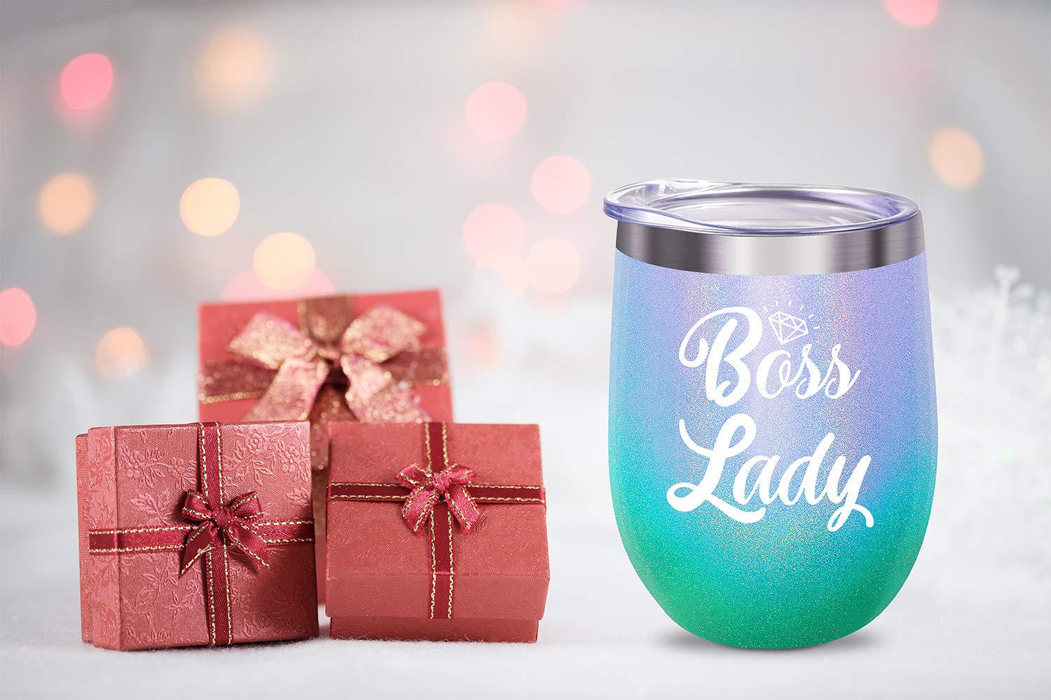 KOOLDRINK Boss Lady Tumbler-30th 45th 50th 75th Birthday Christmas Thank You Gifts for Women Boss Female Mom Stainless Steel Wine Tumbler with Lid and straw 12oz Multicolor