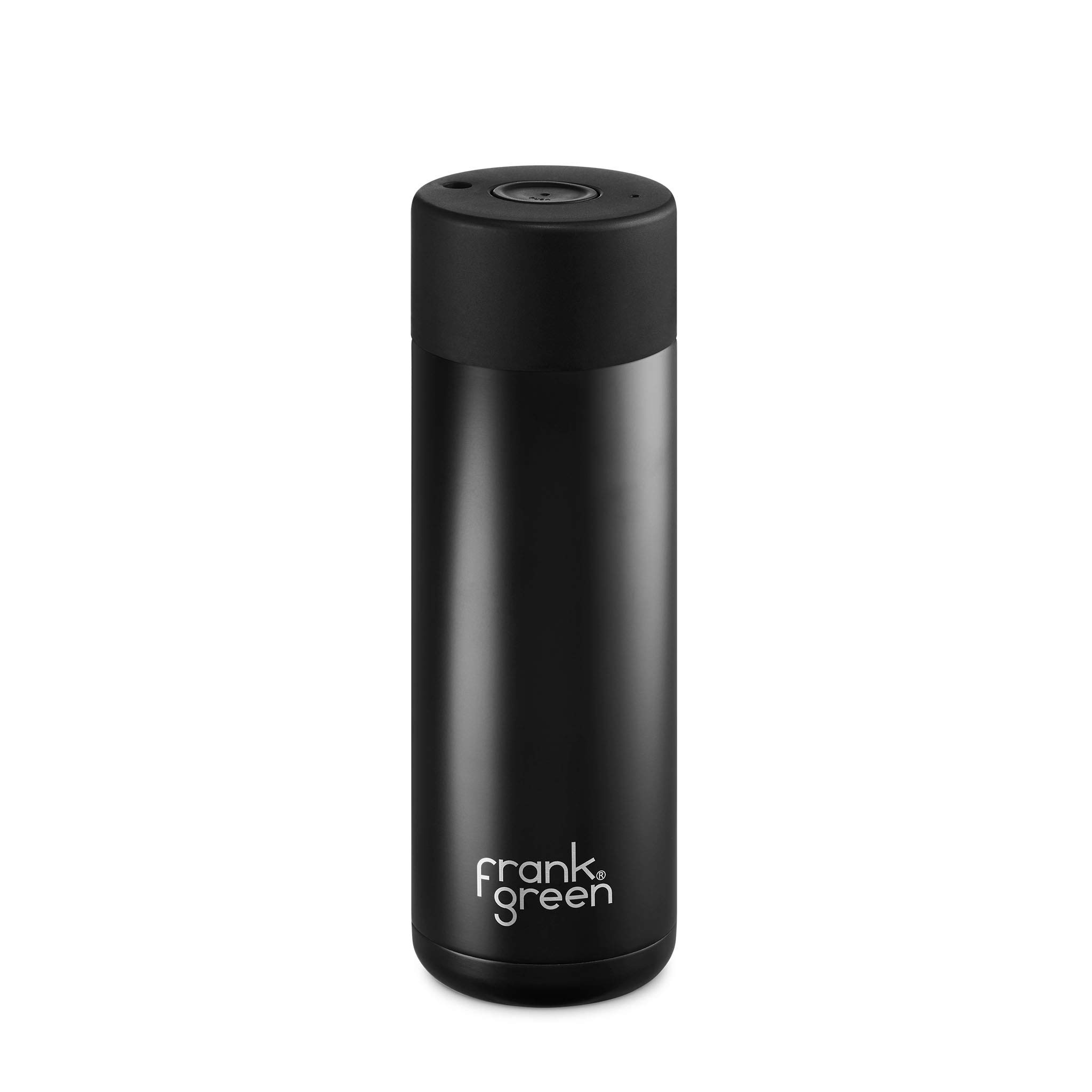 Frank Green Ceramic Reusable Cup with Push Button Lid, 595 ml (20oz) Capacity, Midnight, Black (793591440071)