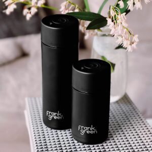 Frank Green Ceramic Reusable Cup with Push Button Lid, 595 ml (20oz) Capacity, Midnight, Black (793591440071)