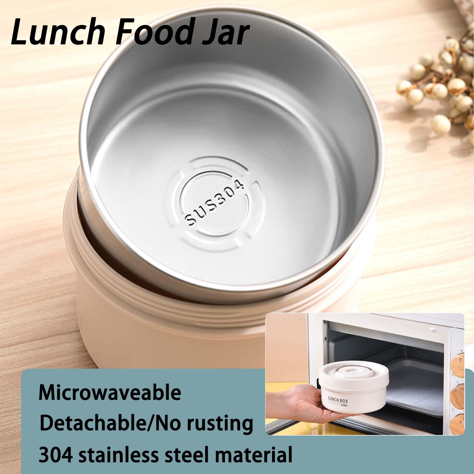 Tikxlafe Thermal Food Lunch Container-20 oz for Hot Cold Food, Leak-Proof Stackable Stainless Steel Wide Mouth Lunch Box Containers suit for Men Women Picnic Camping (Off-White)