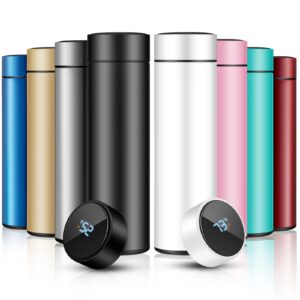 8 pcs smart water bottles with digital temperature display tea infuser bottle led thermal cup double walled water bottle stainless steel smart mug water flask leak proof mug (multicolor)