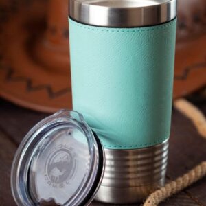 LaserGram 20oz Vacuum Insulated Tumbler Mug, Boat Anchor, Personalized Engraving Included (Faux Leather, Rustic)