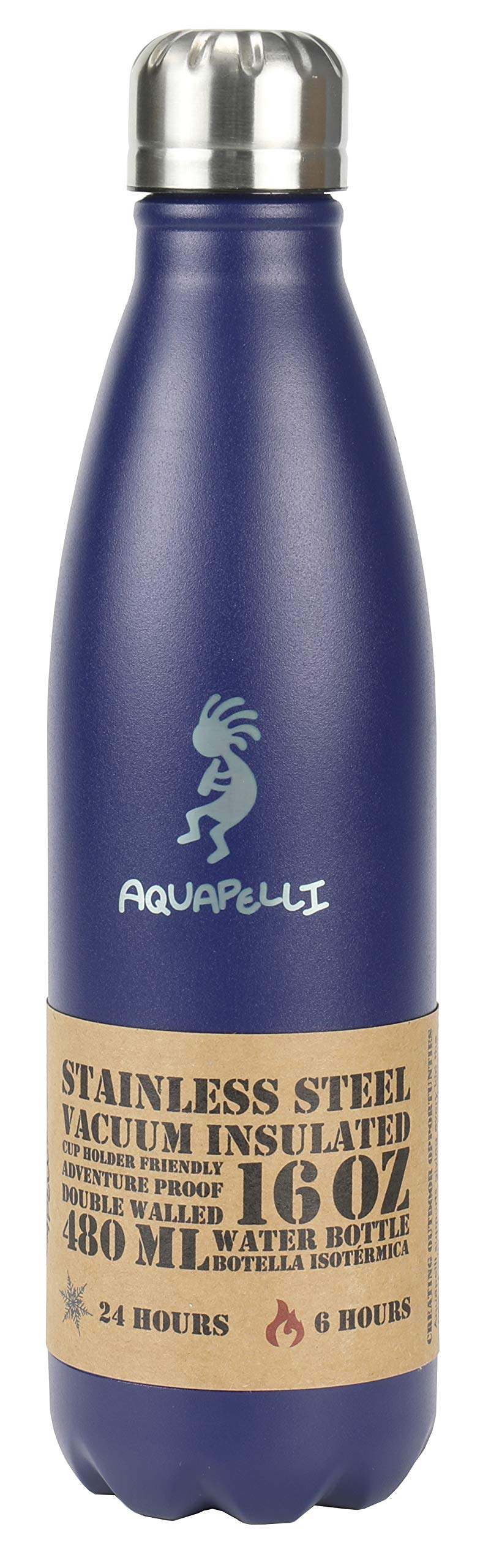 Aquapelli Vacuum Insulated Sport Bottle, 16 Ounces, Blueprint Blue