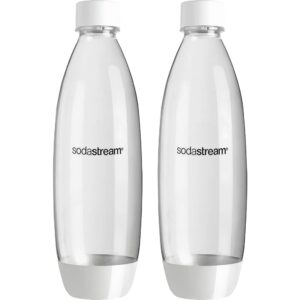 sodastream 1l twin pack dishwasher safe slim bottle (white)