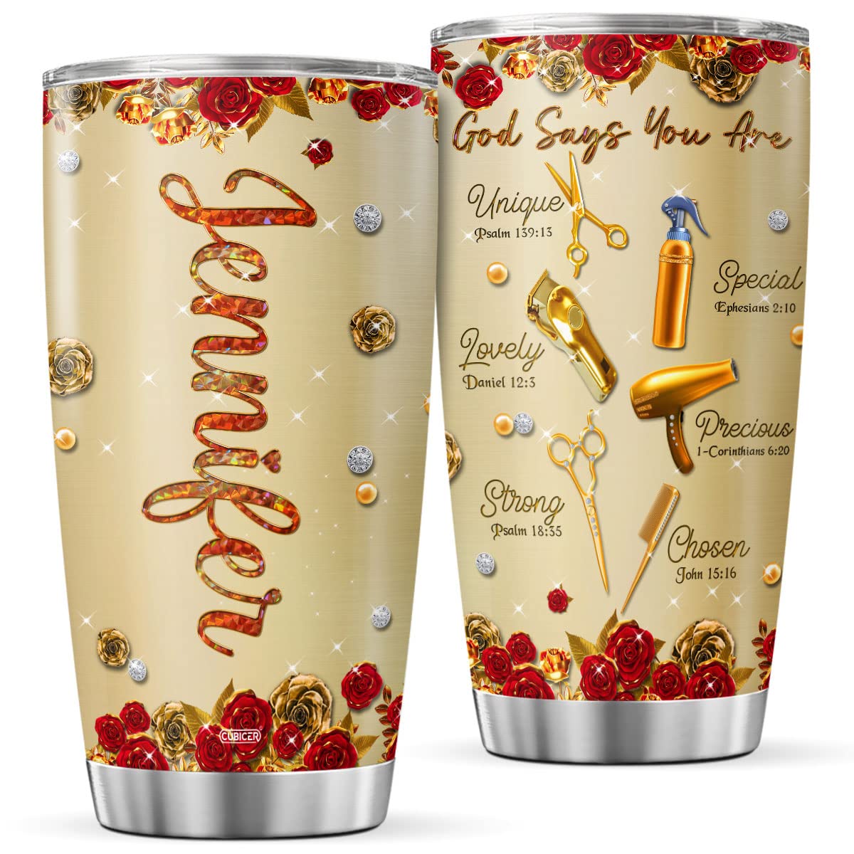 CUBICER Personalized Coffee Tumbler Hairstylist Customized Name Travel Mug With Lid Birthday Gifts For Hairdressers Men Women Insulated Mugs Wine Tumblers Stainless Steel Cups