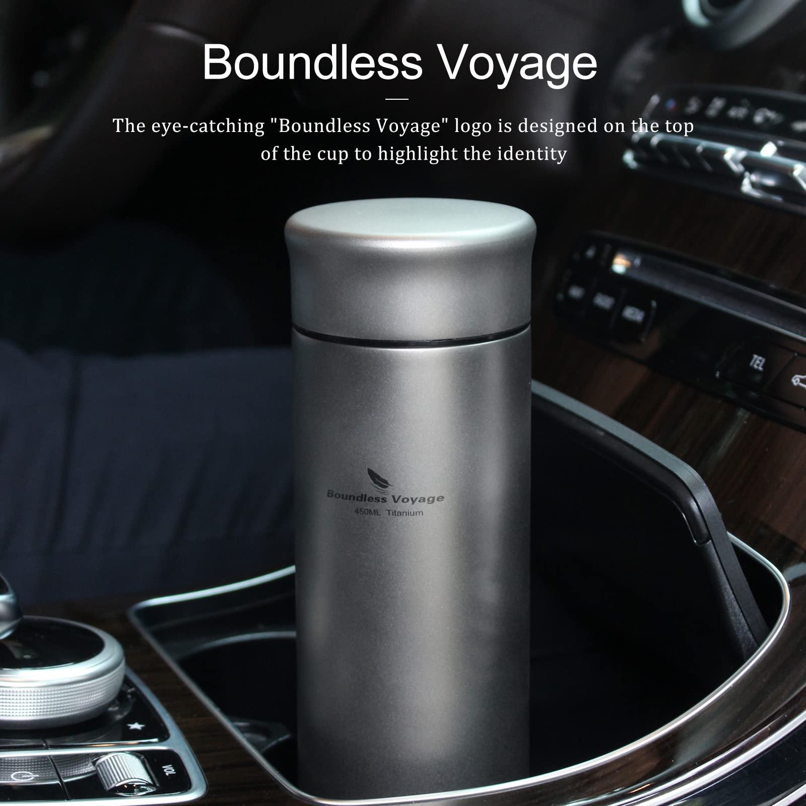 Boundless Voyage Titanium Double Walled Vacuum Cup Sports Water Bottle with Filter Tea Coffee Wine Whisky Thermal Insulation Cup for Hiking Camping Picnic Ti3010D 450ML