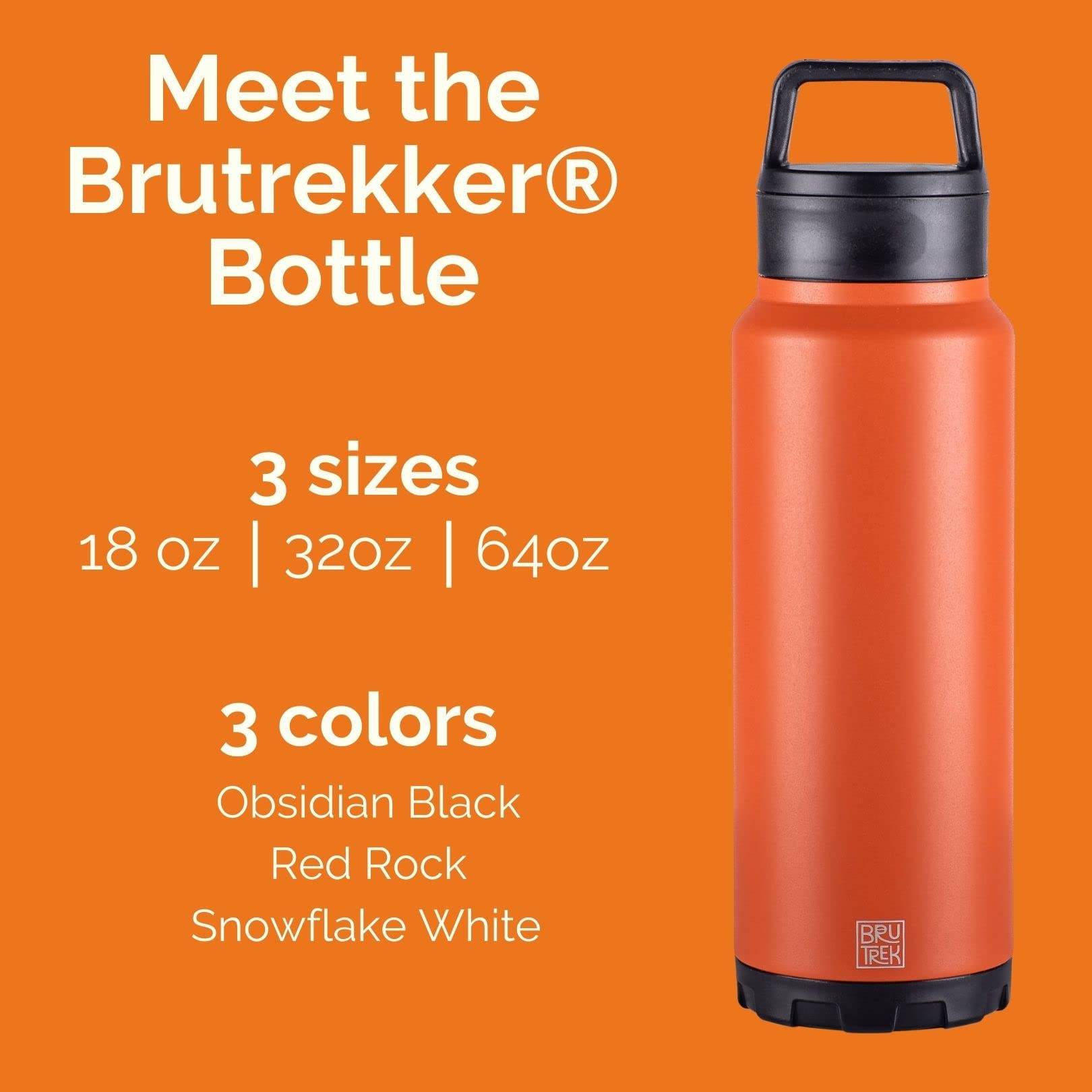 BruTrekker Bottle - Insulated Stainless Steel Tumbler Mug Keeps Drinks Hot or Cold - 2 Piece Drink and Pour Lid - Reusable Coffee Water or Beer Growler (64 fl.oz, Snowflake White)