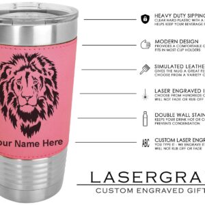 LaserGram 20oz Vacuum Insulated Tumbler Mug, Barber Shop Pole, Personalized Engraving Included (Faux Leather, Pink)