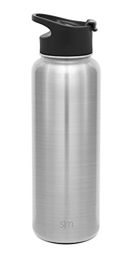 Simple Modern 40oz Water Bottle, Insulated Reusable Wide Mouth Stainless Steel Metal Flask with Flip Lid, Simple Stainless