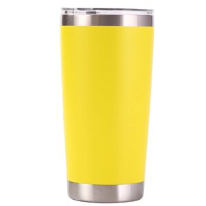 JOYSIP 20oz Stainless Steel Thermal Travel Mug with Lid, Double Walled Vacuum Insulated Coffee Tumbler Cup for Home, Office, Sports, 600ml (YELLOW)