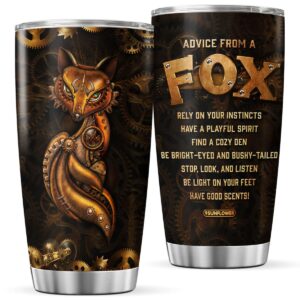 9sunflower fox coffee tumbler mechanic style birthday gifts for girls women boys friends steampunk travel mug with lid insulated cold drink cup inspirational quotes drinking cups