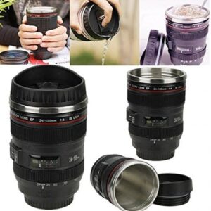 Yepteeps Coffee Mug, Camera Lens Travel Thermos, Stainless Steel Insulated Cup with Easy Clean Lid (Leak Proof)