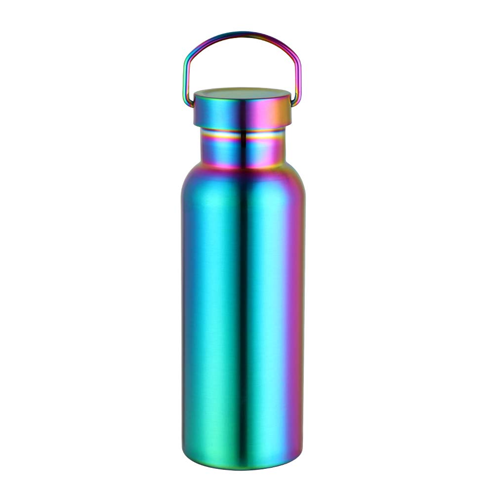 17 Oz 304 Stainless Steel Water Bottles, Double Wall Vacuum Insulated Water Bottle, Metal Sport Water Bottles for Outdoor, Rainbow