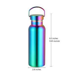 17 Oz 304 Stainless Steel Water Bottles, Double Wall Vacuum Insulated Water Bottle, Metal Sport Water Bottles for Outdoor, Rainbow