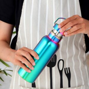 17 Oz 304 Stainless Steel Water Bottles, Double Wall Vacuum Insulated Water Bottle, Metal Sport Water Bottles for Outdoor, Rainbow