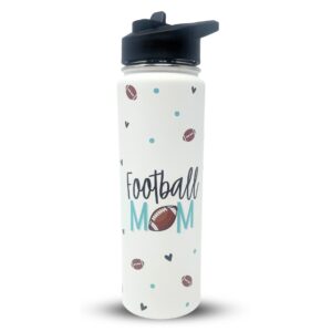 brooke & jess designs football mom tumbler gifts - large insulated water bottle with straw - stainless steel metal 24 oz travel cup for mama, mother, wife, women | keeps hot and cold for hours