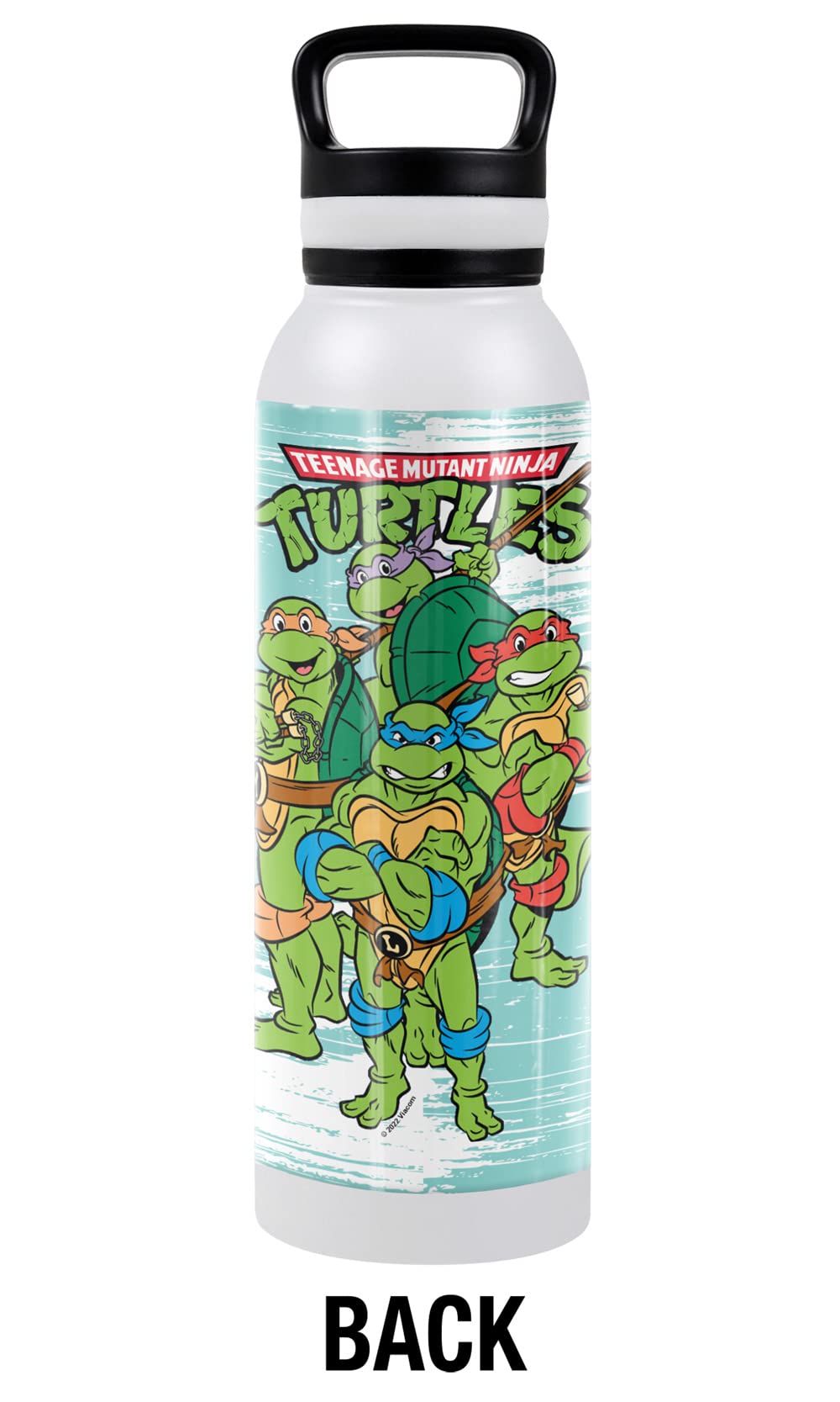 Teenage Mutant Ninja Turtles TMNT OFFICIAL TMNT Turtle Group 24 oz Insulated Canteen Water Bottle, Leak Resistant, Vacuum Insulated Stainless Steel with Loop Cap