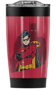 logovision batman robin wingman stainless steel tumbler 20 oz coffee travel mug/cup, vacuum insulated & double wall with leakproof sliding lid | great for hot drinks and cold beverages